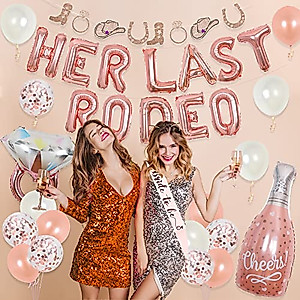 Western Bachelorette Party Decorations Her Last Rodeo Balloons Cowgirl Banner for Bridal Shower Wild West Party Supplies