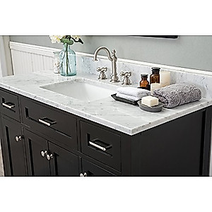 Alya Bath HE-101-48-E-CWMT Norwalk Single Bathroom Vanity with Carrera Marble Top and No Mirror, 48", Espresso