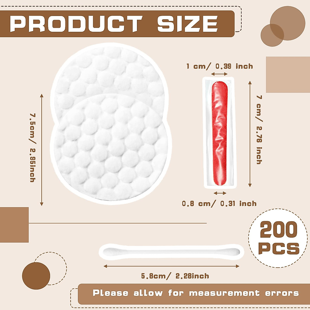 200 Pieces Hotel Vanity Kit Individually Wrapped Hotel Amenities Disposable Travel Size Hotel Hospitality Supplies, Each Includes 2 Cotton Pads 4 Cotton Swabs Nail File for Motels Makeup Toiletries