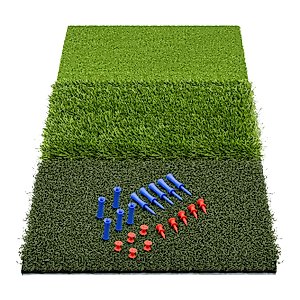 SAPLIZE 30"x15" Foldable 3-in-1 Golf Hitting Mat, Tight Lie, Rough and Fairway for Driving, Chipping, and Putting Training, Portable Golf Practice Tri-Turf Grass Mat