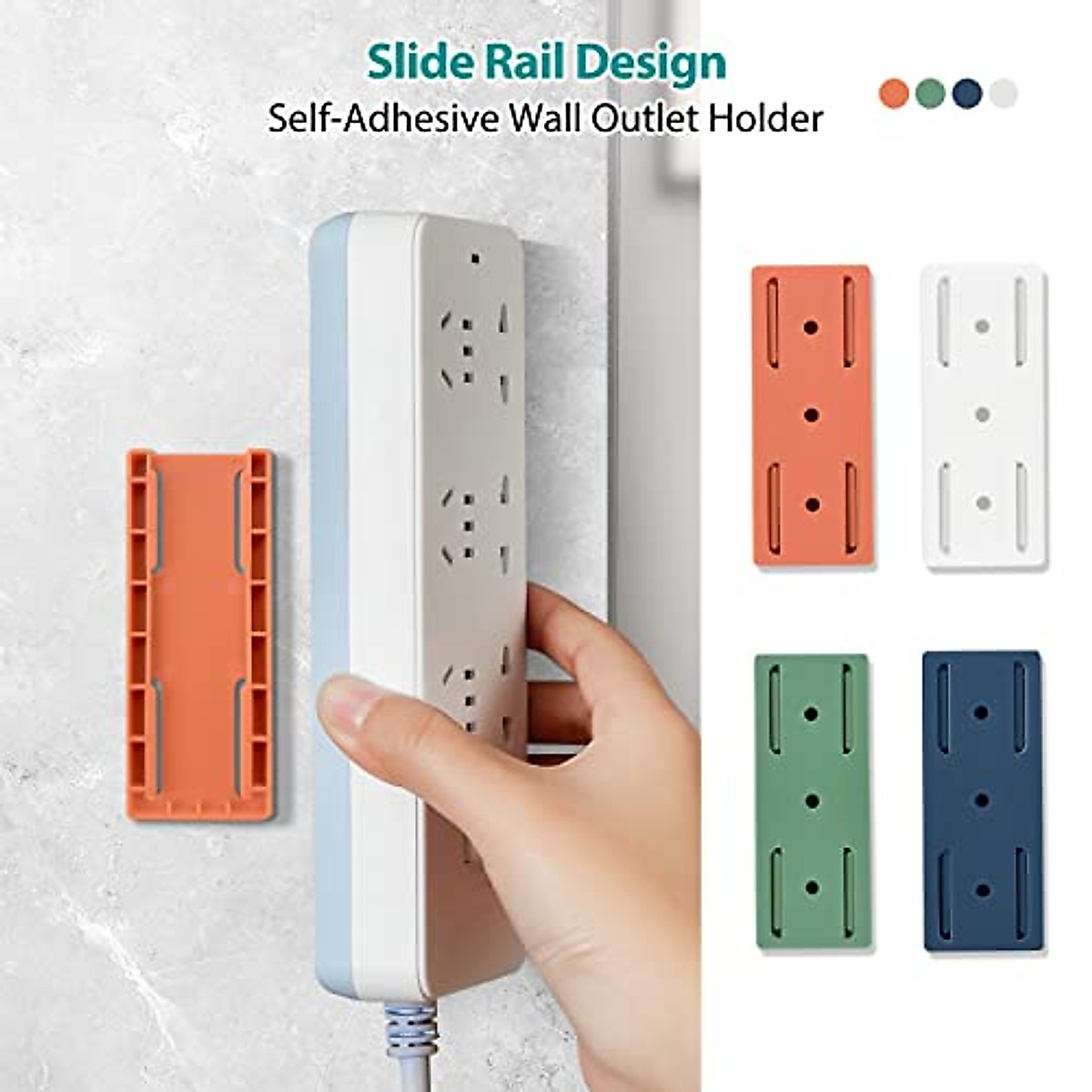 12 Pcs Self-Adhesive Desktop Socket Fixer, Adhesive Punch-Free Socket Holder, Desktop Cable Management, Slide-in Desktop Socket Fixer for Home Kitchen Bathroom Office