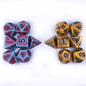 DND dice (Retro-Blue-Yellow)
