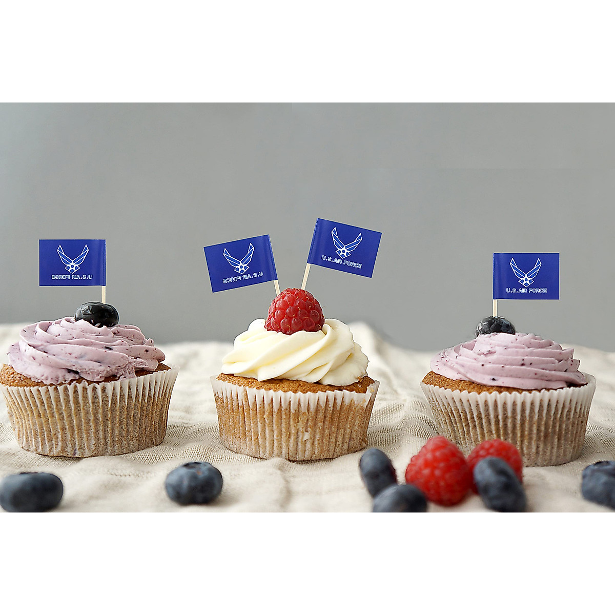 JBCD US Air Force Wings Toothpick Flag Mini Small Cupcake Topper Flags, 100 pcs