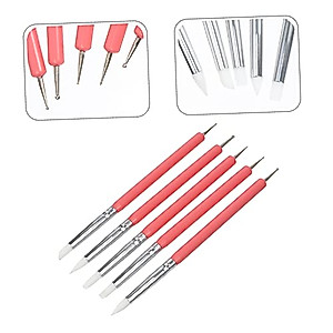 FOMIYES 5pcs Silicone Dot Needle Pen Nail Set Tool Pinceles Para Uñas Acrilicas Nails Kits Salon Nail Stylus Pen Nail Brush Pen Nail Art Tip Dot Nail Liner Brush Manicure Brush Pen Pink