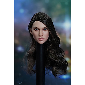 1/6 Scale Female Head Sculpt,Beauty Russian Girl Suntan Skin Planted Hair Head Carved for 12inch Female Soldier Action Figure Body Collection (Long Curls Hair)