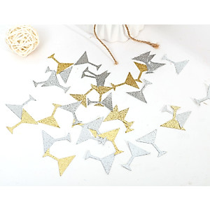 Glitter Wine Glass Table Confetti - Cocktail Party Confetti, Funny Birthday Party Paper Scatters, Wedding Festival/Bridal Shower Party Table Decoration (Wine Glass Confetti)