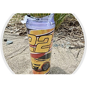 Rico Industries NASCAR Racing Joey Logano #22 PENZOIL 24oz Acrylic Tumbler with Hinged Lid, Officially Licensed Double Wall Tumbler with Straw