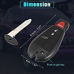 X AUTOHAUX Replacement Keyless Entry Remote Car Key Fob GQ4-53T 433Mhz for Jeep Cherokee 2014-2019 4 Buttons with Door Key