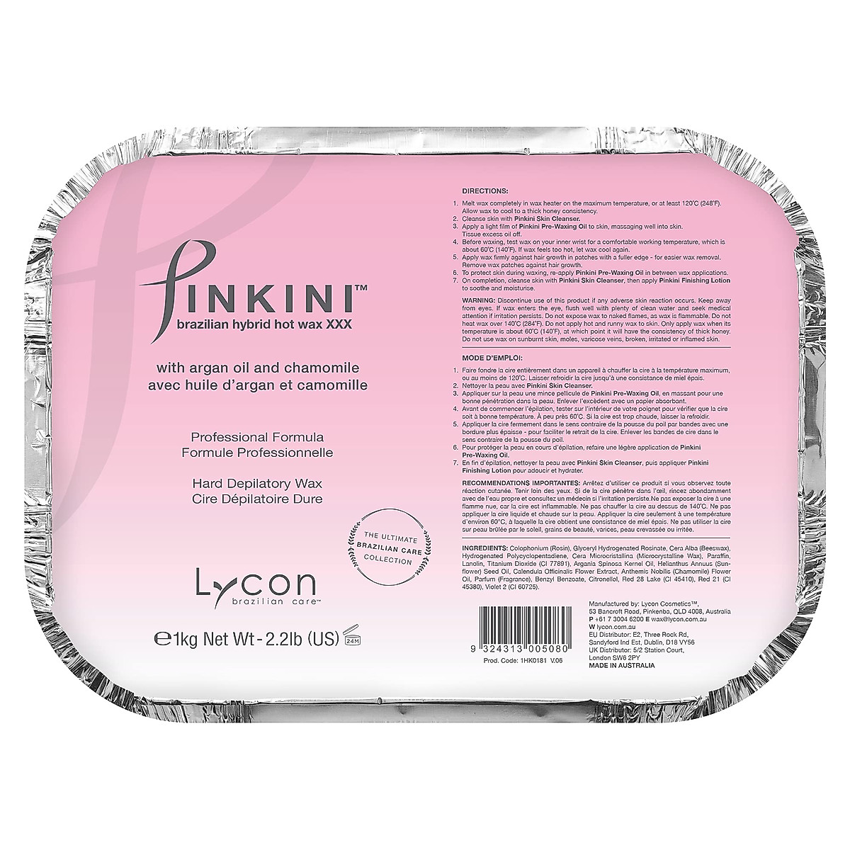 Lycon Pinkini Brazilian Hybrid Hot Wax XXX with Argan Oil and Chamomile / 2.2 Lbs.