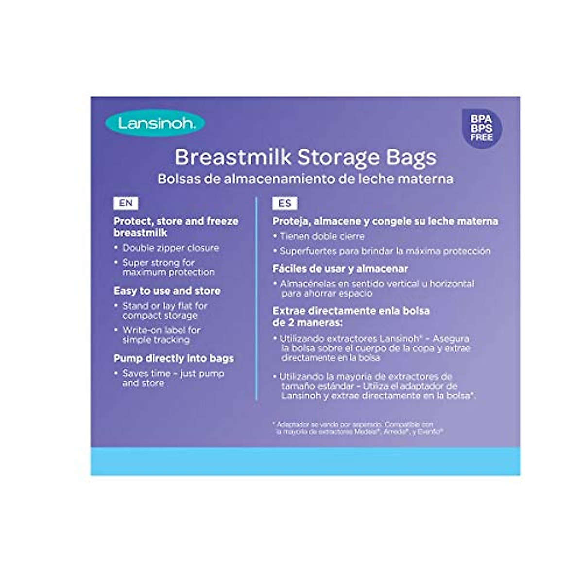 Lansinoh Breastmilk Storage Bags With Convenient Pour Spout Double Zipper Seal