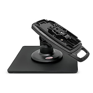ENS Tailwind Ingenico Lane/3000/7000/8000 3" Latch and Lock Compact Pole Mount Terminal Stand with Square Freestanding Mobility Base Plate, Black