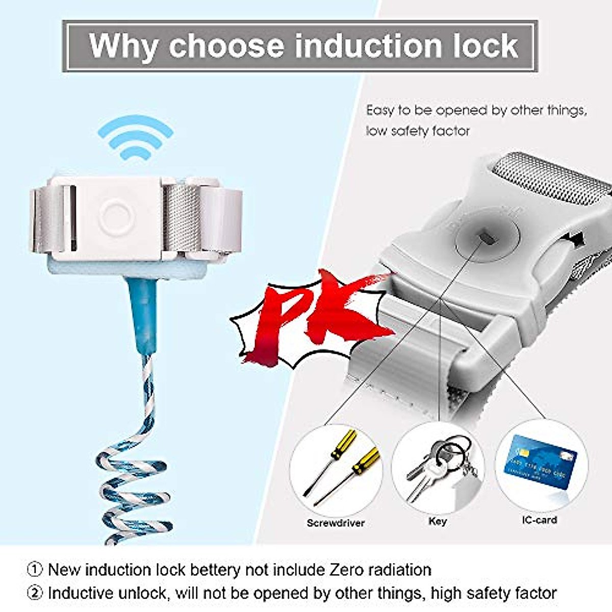 Toddler Leash Safety Harness with Induction Lock, Reflective Anti Lost Wrist Link Walking Belt Straps for Toddlers, Babies, Kids, Wrist Band for Outdoor Activities, Shopping (Blue, 2m)