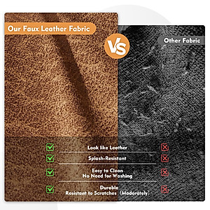 ALTRIGUS 3 Seater Couch with Luxury Faux Leather,Mid Century Modern Sofa with Comfortable Deep Seat,Comfy Upholstery Couches with for Small Space Living Room Bedroom (Brown)