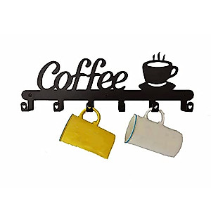 Luejnbogty Coffee Mug Holder Wall Mounted,Coffee Bar Decor Sign,Coffee Cup Rack Holds,Coffee Sign Mug Hanger,Coffee Mug Rack