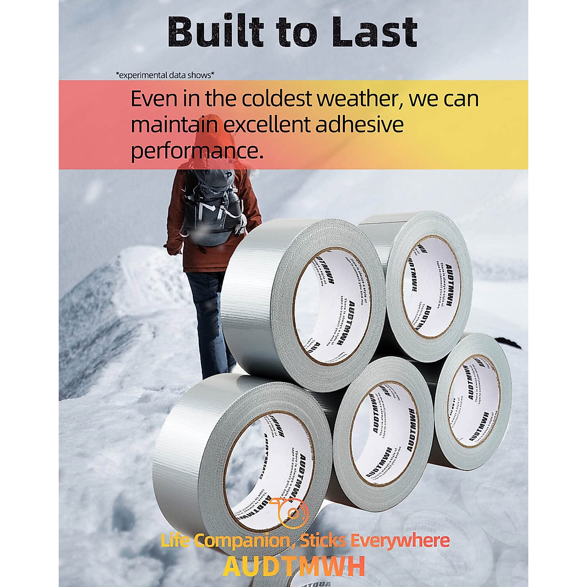 AUDTMWH Duct Tape Heavy Duty, 1.88 in x 90 ft, Silver, Waterproof, Temperature Resistant, Extreme Durability, Super Fix, No Residue, Industrial, for Duct Tape Crafts, 1 Roll