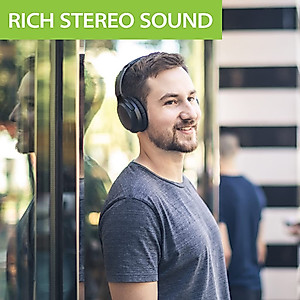 Avantree Aria - Bluetooth Noise Cancelling Over Ear Headphones with Microphone, Detachable Boom Mic for Business Calls, 35H Playtime, Wireless & Wired Headset for Phone PC Computer Laptop