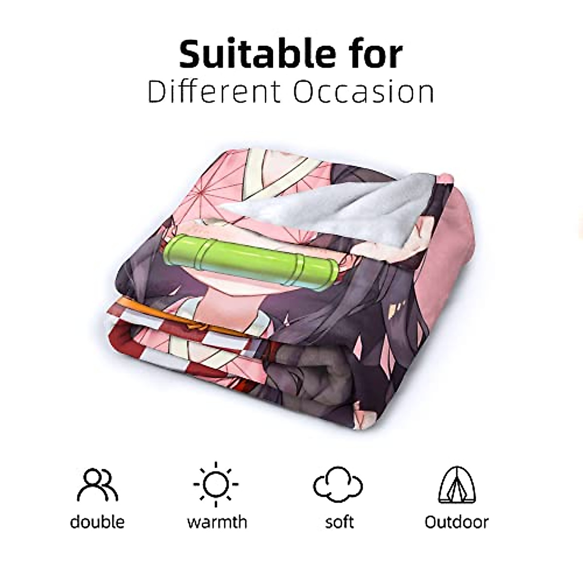 Anime Nezuko Blanket Ultra Soft Flannel Throw Blanket Cozy Warm Blanket Gifts for Kids Adults 50&quot;x40&quot;