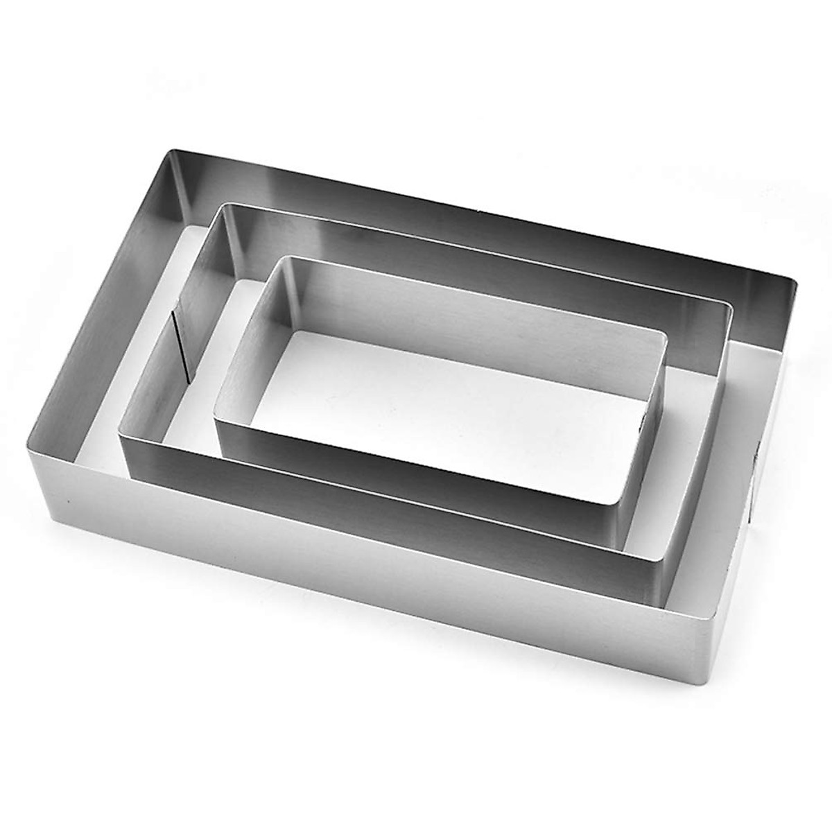 Cabilock 3pcs Set Tart Ring Cookie Mould Muffin Ring Tiramisu Cake Cutter Tiramisu Cake Mold Triangle Cake Rings Mousse Pastry Ring Metal Baking Adjustable Cutting Machine Stainless Steel