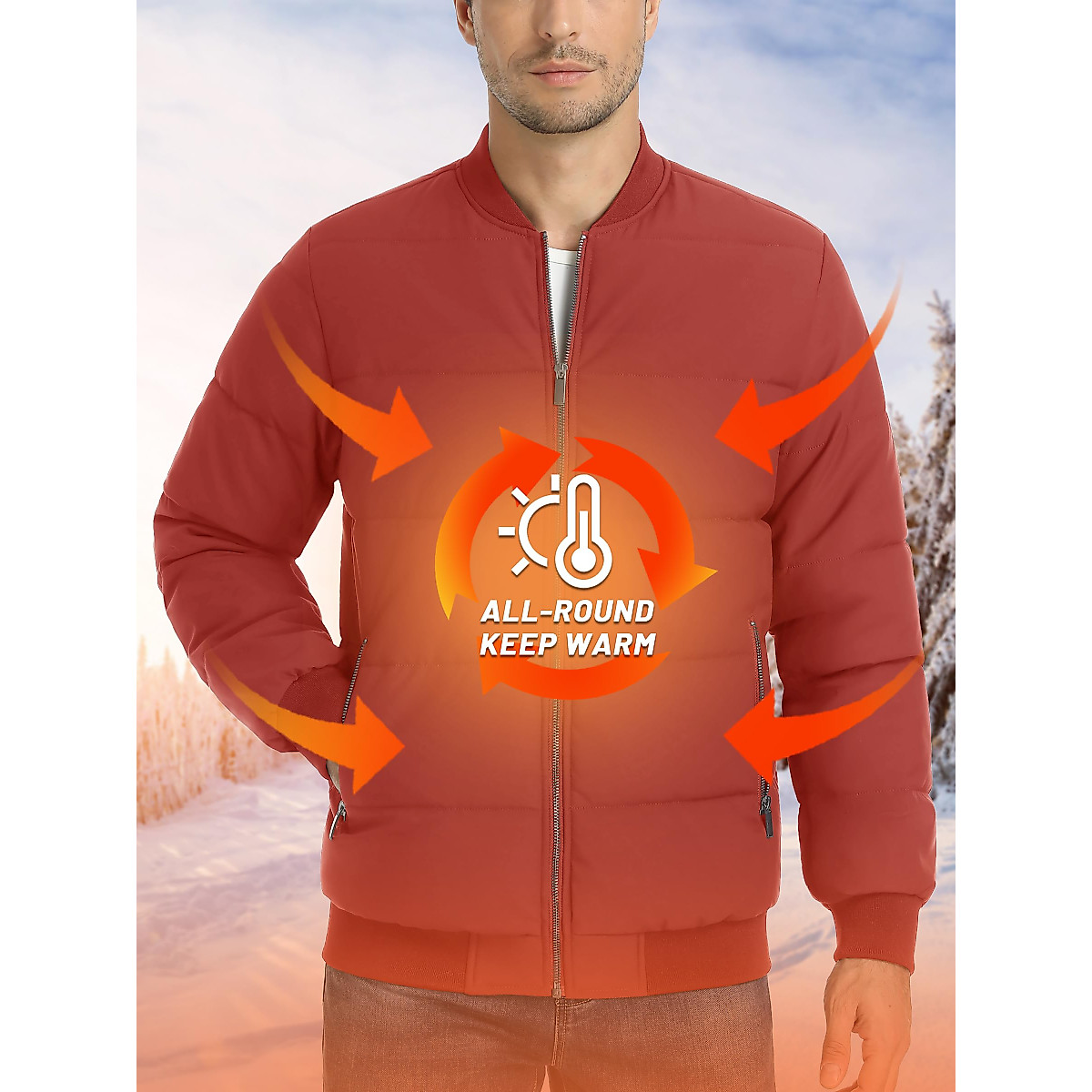 TACVASEN Bomber Jacket Men Work Casual Varsity Lightweight Winter Warm Jackets for Men