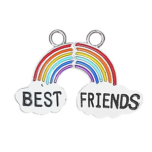 BodyJ4You 2PC Tattoo Choker Necklace Set - 90s Accessories Women Teen Girls Kids - Rainbow Best Friends Clouds Pendants - Back To School Style Gift Idea