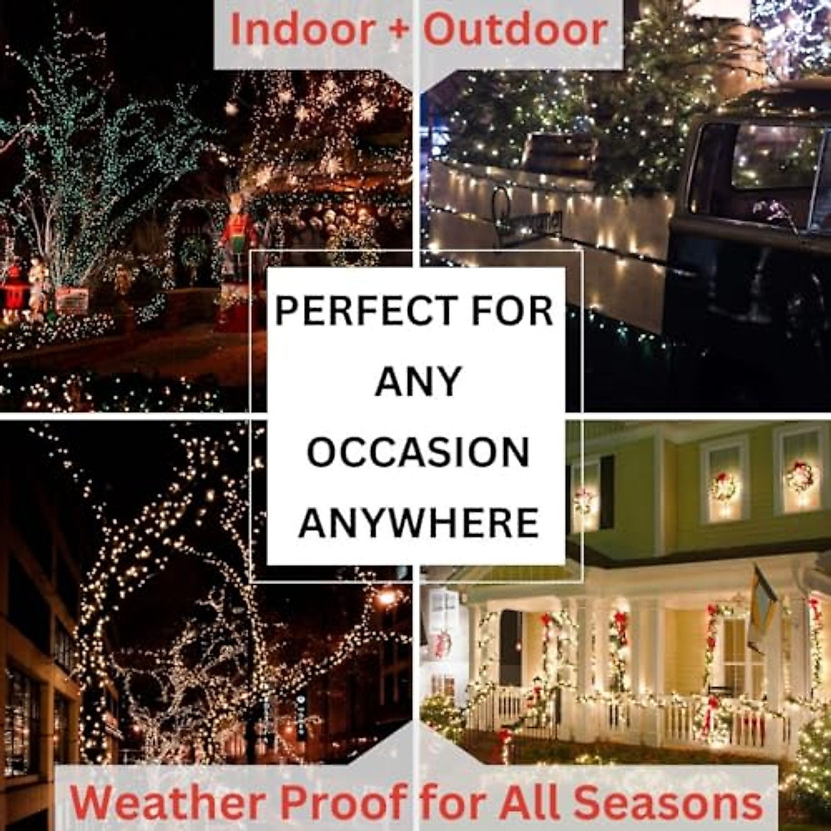 LED Christmas Tree Lights 60 Count, G12 Globe Indoor Outdoor String Lights, 20ft Green Wire Mini Ball, UL Certified (Red)