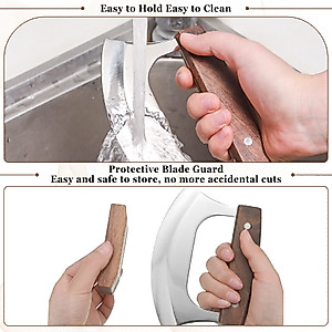 Hanaive 2 Set Pizza Cutter Mezzaluna Ulu Knife with Base Salad Veggies Chopper Slicer Cutter Mezzaluna Knife Cleaver Chopping Salad Chopper Stainless Steel Blade for Chef