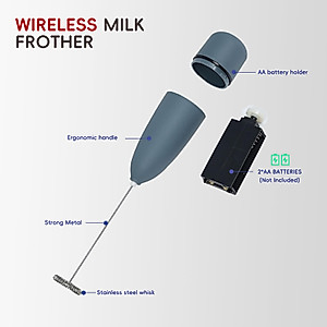 YANDEA Milk Frother Wand, Handheld Drink Mixer, Coffee mixer, Electric Mini Coffee Foam Maker for Lattes, Cappuccino, Matcha, Hot Chocolate&Coffee Creamer, Battery Operated handheld frother whisk