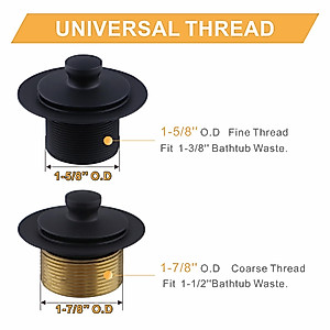 Black Bathtub Tub Drain Conversion Kit Assembly, Wellup Lift and Turn Twist Tub Drain Trim Kit with Two-Hole Overflow Faceplate, Matte Black