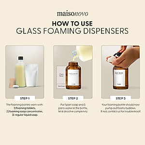 MaisoNovo Foaming Soap Dispenser with Concrete Tray - Hand Soap Refills for Foaming Dispenser - Black Bottle w.Tray 14 oz - 12 Mix Tablets
