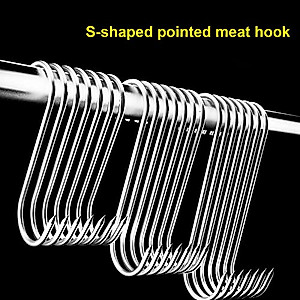 Meat Hooks,Premium Stainless Steel Butcher Hook Smoking Hooks, Meat Processing for Hanging, Butchering, Smoking, BBQ, Grilling, and Hanging Drying Tool (5.9IN)
