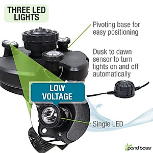 Pond Boss DFTN12003L Floating Fountain With Lights, 50 Foot Power Cord, 1/4 hp