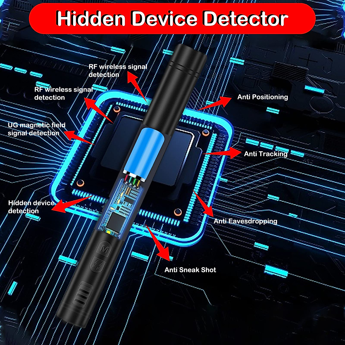 Ebarsenc Anti Spy Detector/Bug Detector Hidden Devices Detector/Hidden Camera Detectors RF Finder/GPS Tracker Detector for Spy Camera/Portable Pen Shape for Cars,Office,Home,Travel