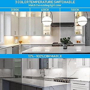 TORCHSTAR LED Under Cabinet Task Lighting 3CCT, 8 Inch 6W 400LM, 120V Hardwired & Plug-in, CRI90 ETL Under Counter Lights, Dimmable & Linkable, 3000K/4000K/5000K, White Aluminum Housing, Pack of 2