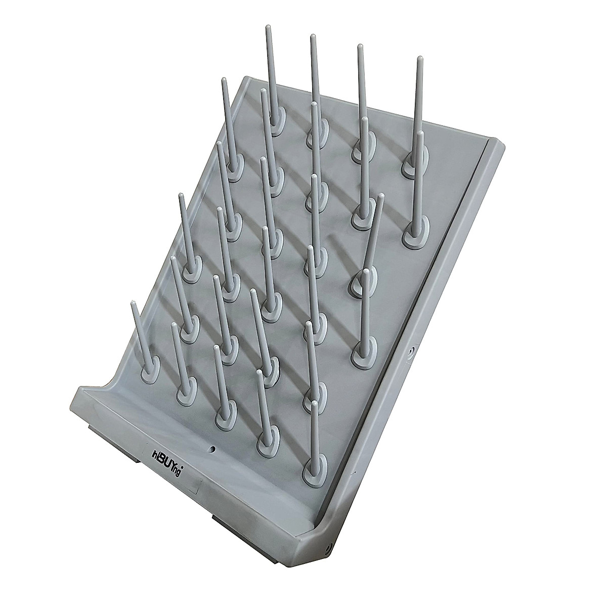INTBUYING Bottle Drying Rack Pegboard Wall Mounted Desk Grey 27Pegs Removable PP Glassware Drying Draining Rack Education&lab Cleaning Equipment