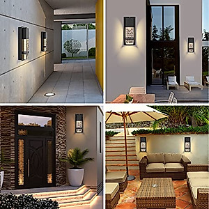 PARTPHONER LED Dusk to Dawn Outdoor Light Fixture Exterior Wall Sconces Porch Light 2 Pack Outside Wall Lights with Crystal Bubble Glass 12W Lumen 3000K for Doorway Garden Hallway Patio Living Room