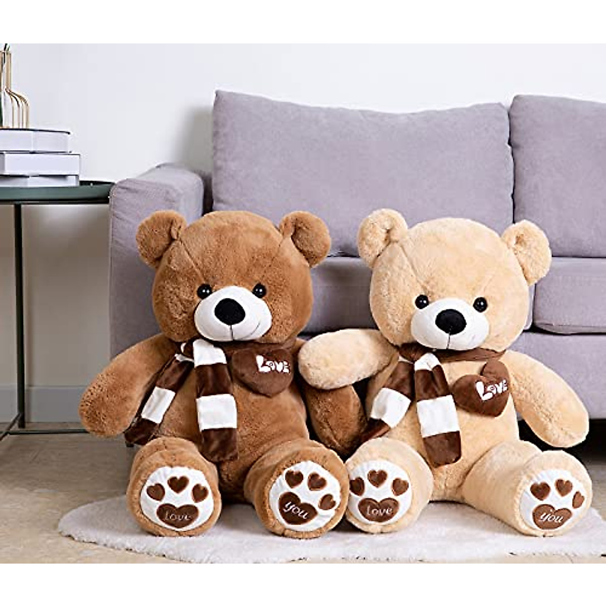 YunNasi Big Teddy Bear Stuffed Animal Plush Teddy Bear with Scarf for Children Girls Girlfriends (31 Inches, Dark Brown)