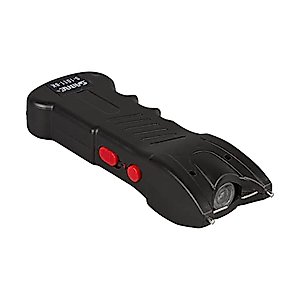 SABRE 2-in-1 Stun Gun with Flashlight & Belt Holster, .84 Microcoulombs (µC) Charge, 120 Lumen Flashlight, High, Low, & Strobe Light Modes, Safety Switch, Rechargeable, Ergonomic Grip, Compact Design