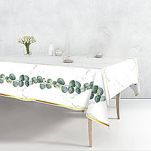 hapray 4 Pack Greenery Jungle Party Tablecloths for Rectangle Tables, Waterproof Disposable Rectangular Table Cloths Covers Eucalyptus Decorations, Wedding Baby Shower Birthday Bridal, 54” x 108”