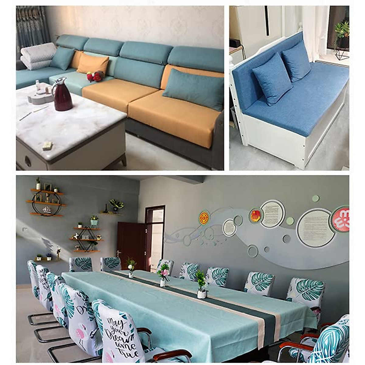 TinaKim Canvas Upholstery Fabric, Faux Slub Linen Cloth Material, for Couch Chair Seat Repair (Dark Grey, 3 Yard (57x 108 inch))