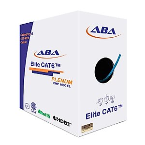 Infinity Cable Cat6 Plenum 550MHz CMP 23AWG UTP, 1000 Feet, Solid, 100% Pure Copper, UL Certified, Easy to Pull (Reelex II) Box, Blue