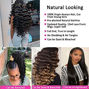 Bworto Loose Deep Wave 13x4 Lace Front Glueless Wigs Human Hair Pre Plucked Loose Deep Curly Lace Frontal Wigs for Black Women Natural Hairline 150% Density 20 Inch