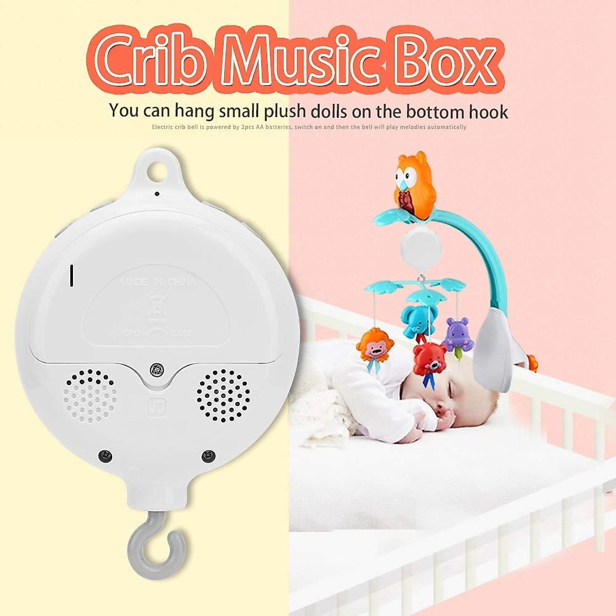Mobile Bed Bell with 12pcs Sweet Melodies Baby Crib Bed Hanging Musical Bell for Infant Sleeping Electric Music Box