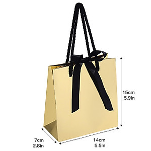 SHYRABBIT 10pcs Gold Gift Bags with Handles,5.5x2.8x5.9Inch Small Jewelry Paper Bags,Gift Bags Small Size,Gold gift bags,Christmas Gift Bags,Cosmetics paper bags