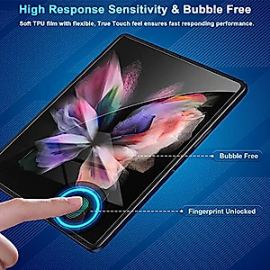 CWQZGUF [1Set 3PCS] Galaxy Z Fold 3 Screen Protector, Inside TPU Film + Full Covered Outer + Back Cover Screen Protector, High Clarity, Anti-Shatter, Bubble Free for Samsung Z Fold 3 5G Screen Protector