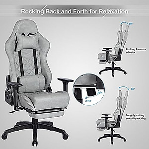 Blue Whale Massage Gaming Chair for Adults and 350LBS Reinforced Base,Thickened Seat Cushion, Adjustable Armrest, Big and Tall Ergonomic Office Computer Chair