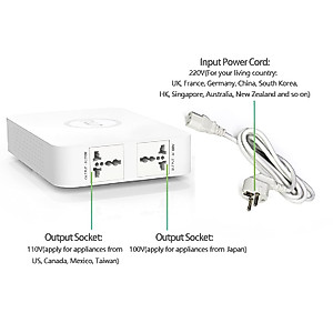 UMI Step Down Voltage 220v to 110v Converter, Travel Power Converter 220V to 110V 300W, Good Transformer for Overseas, Step Down Power Voltage Converter 220V to 110V - US to Europe Voltage Converter