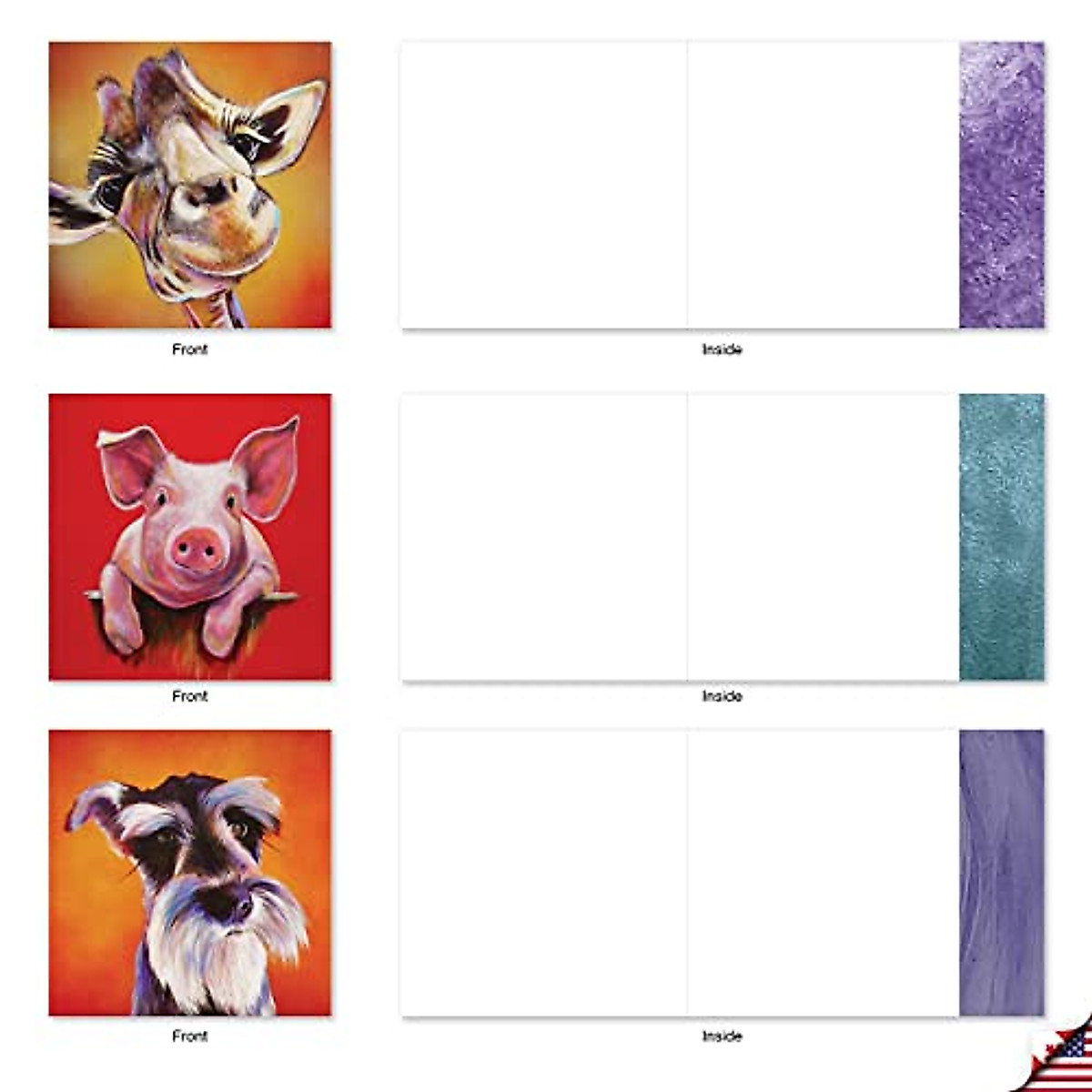 The Best Card Company - 10 Adorable Note Cards Blank (4 x 5.12 Inch) - Wildlife and Animal Cards, Assorted Boxed Kids Set - Animal Magnetism AMQ6218OCB-B1x10