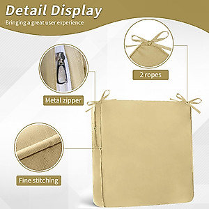 BRUXOLAY 3 Piece Waterproof Patio Outdoor Cushion Covers with Ties Patio Furniture Cushion Covers for 4 Piece 4 Seat Wicker Rattan Patio Sofa Chair Upholstery Furniture,Only Cover