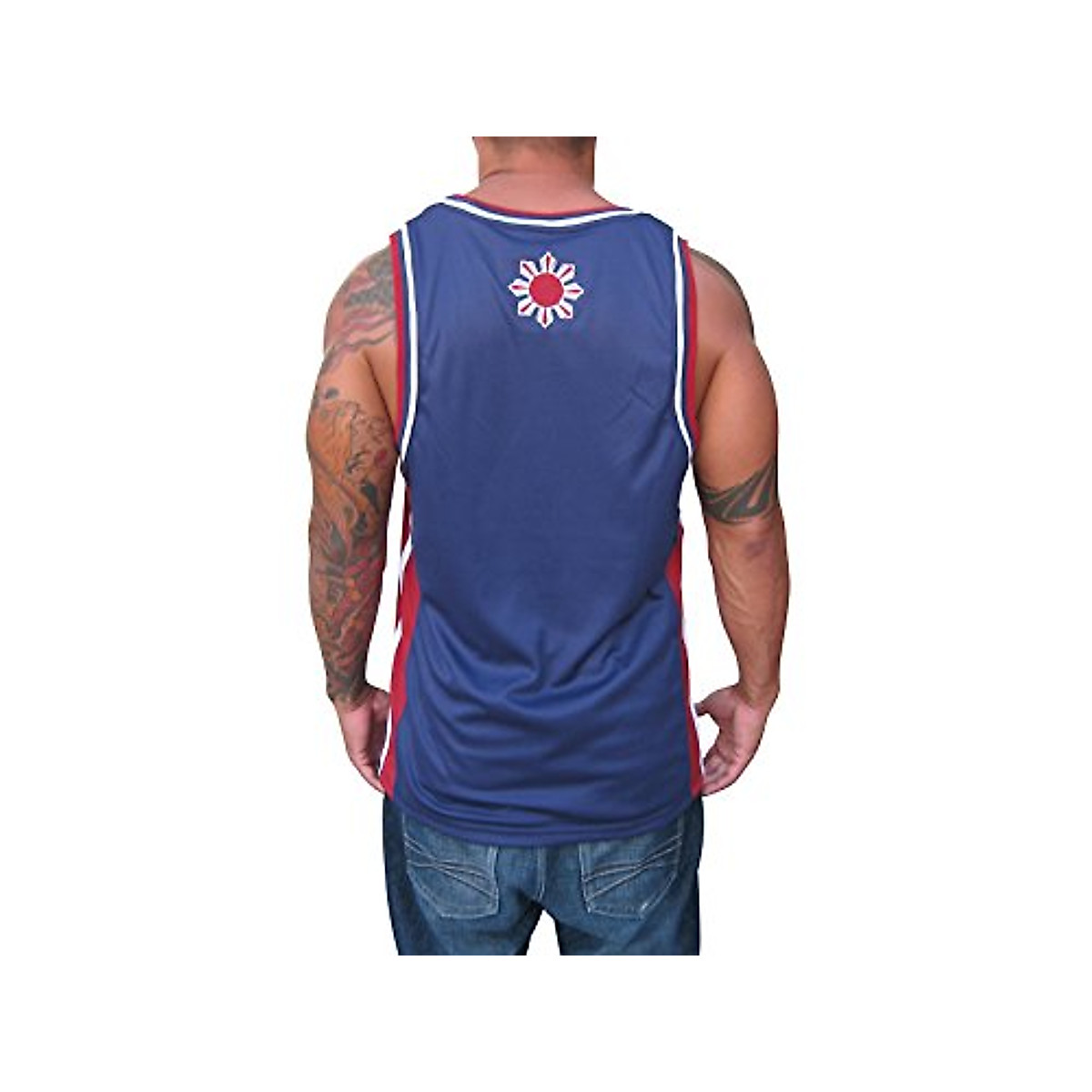 Soljer Blue Red Filipino Basketball Jersey Tank Top Philippines Pinoy Pride (Large)