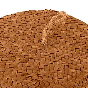 Mini Seagrass Storage Baskets with Lid, Hand-Woven Straw Round Storage Box Desktop Storage Basket-Handmade Straw Storage Basket Woven Basket Wicker Rattan Planter Pot Flower Storage Container